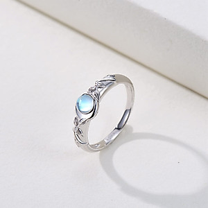 SCZKLAQ Moonstone Ring for Women,925 Sterling Silver Moonstone Ring Jewelry Gifts for Women (6)