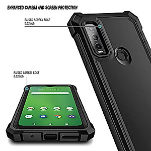 NZND Compatible with AT&T Motivate Max/Cricket Ovation 3 Case with [Built-in Screen Protector], Full-Body Protective Shockproof Rugged Bumper Cover, Impact Resist Durable Phone Case (Black)