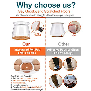 Ansible 48 pcs Chair Leg Floor Protectors, Furniture Felt Pads Silicone Covers caps for Chairs,Chair Leg Protectors for Hardwood Floors (Large fit:1.3''-2'')