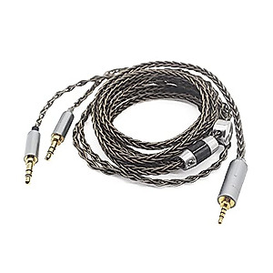 Youkamoo 2.5mm Cable Compatible for Hifiman HE4XX, HE-400i Headphones 8 Core Braided Silver Plated Replacement Audio Upgrade Cable (2.5mm to Dual 3.5mm Male Version)