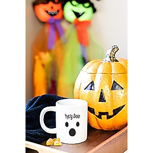 Pearhead Halloween Mug Set, Good Morning Pumpkin and Hey Boo Coffee Mugs, Novelty Fall Holiday Cups, Set of 2, 13 oz