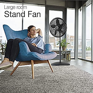 Lasko Oscillating Pedestal Fan, Adjustable Height, 3 Speeds, for Bedroom, Living Room, Home Office and College Dorm Room, 18", Black, 1827