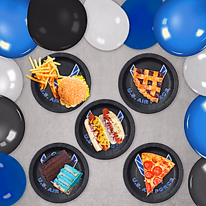 Havercamp U.S. Air Force Party Plates (24-pack)! includes 24 Lg. 9” Round Dinner Plates in Official Licensed Air Force Logo
