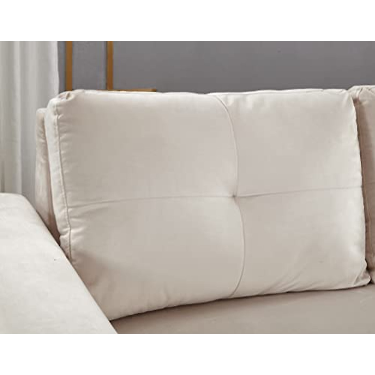 Legend Vansen 91" Wide Reversible Sofabed Sectional Sofas with Chaise，Velvet Storage L-Shape Twin Size for Living Room Couch Sleeper, Cream