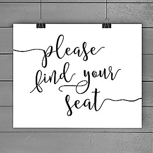ZLKAPT Please Find Your Seat Sign, Wedding Sign, Shimmer Paper,Wedding Seating Sign, Wedding Reception Signs, Wedding Seats Sign, Rustic Sign 8x10inch