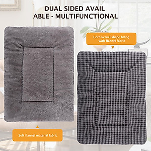 Vetasac Reversible Dog Bed Mat with Plush and Corn Velvet,Soft Warm Pet Cushion, Dual Purpose Washable Sleeping Mattress Bed for Small Medium Large Dog and Cat XB004 (24"x18", Light Grey)