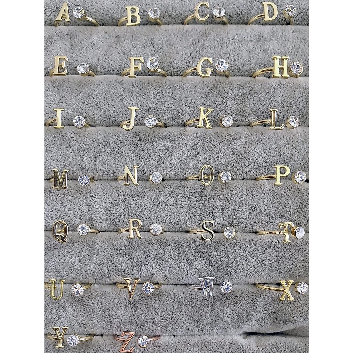 MANZHEN Personalized Gold Initial Letter Ring A-Z Stackable Ring (R)