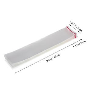 VORCOOL 200pcs Clear Long Cello Bags Self Sealing Thick OPP Adhesive Bags for Bakery Cookies Christmas Halloween Party Decorative Gift(5x27cm)
