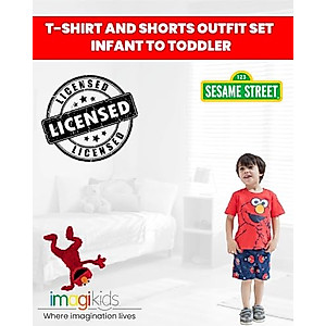 Sesame Street Elmo Toddler Boys T-Shirt and French Terry Shorts Outfit Set Blue/Red 3T
