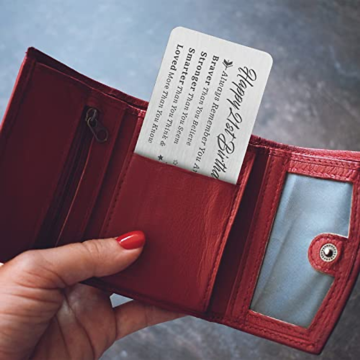 21st Birthday Gifts for Teen Girls Boys 21 Year Old Birthday Gifts for Her Him Metal Wallet Insert Card Christmas Graduation Inspirational Gifts Card for Sister Brother Daughter Son Niece Nephew Granddaughter Grandson