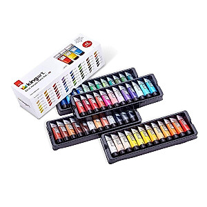 KINGART 500-48 PRO Artist Quality 48 Pc. Acrylic Paint Set, 22ml (0.74oz) Tubes, Set of 48 Unique, Highly Pigmented Colors