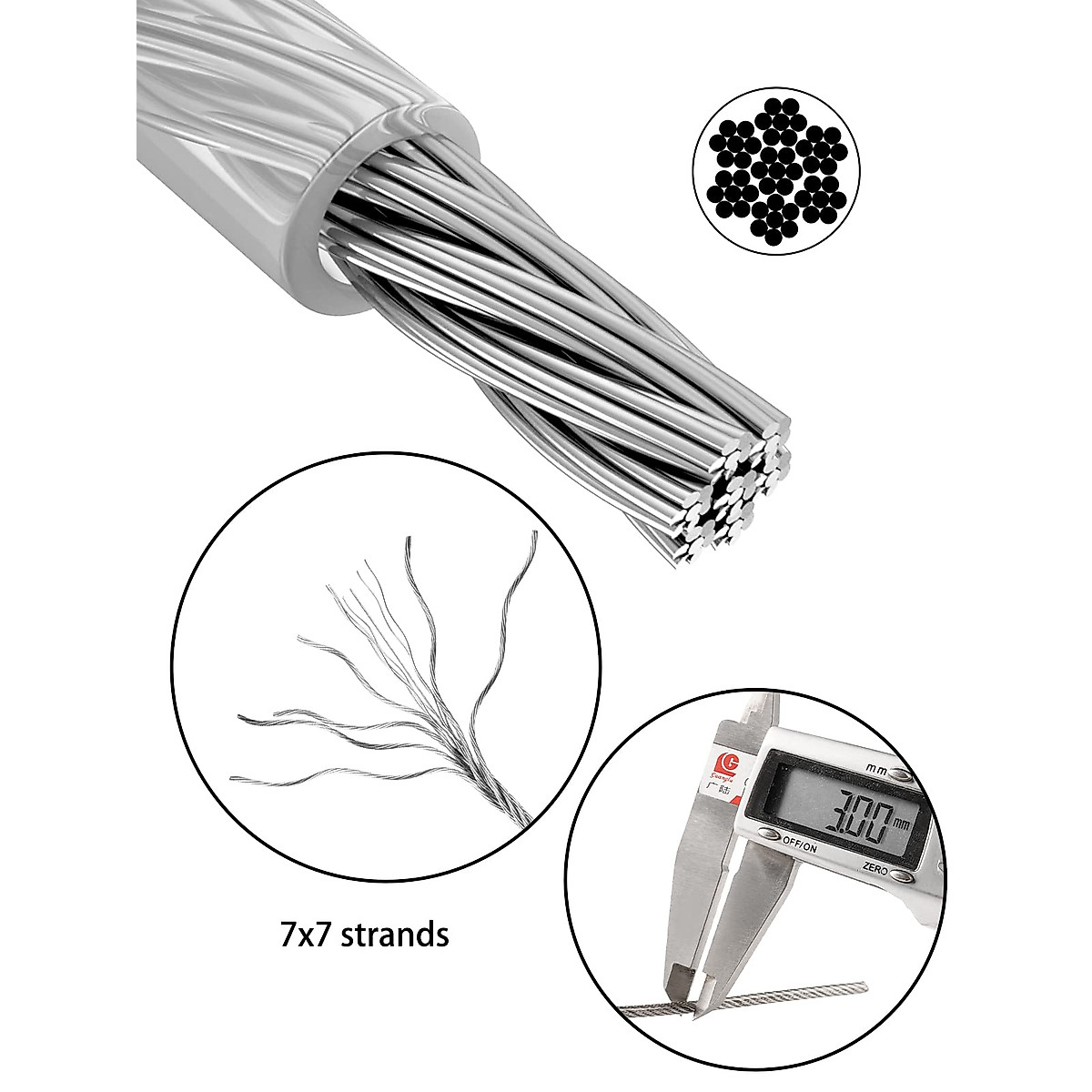 TooTaci Sun Shade Sail Hardware Kit with 1/8 Cable,304 Stainless Steel Shade Sail Hardware Kit 5inch with 100ft Stainless Steel Coated Cable,Rectangle/Triangle Sun Sail Hardware Kit for Outdoor Canopy