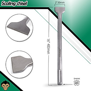 Monkey King Bar -Sds Max Bits 16" SDS Chisel Set-3pcs Masonry Drill Bits Set Suitable with All Brand of Sds Max Hammer Drills- Sds Max Chisel- Point Chisel, Scaling Chisel, Flat Chisel