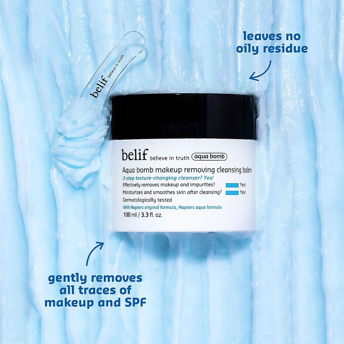 belif Aqua Bomb Cleansing Balm Makeup Remover, Hydrate & Deep Cleanse in 1 Step, No Mess Clean Up, Melt Away Makeup & SPF, Balm to Oil Cleanser Formula, No Oily Residue, Korean Skin Care