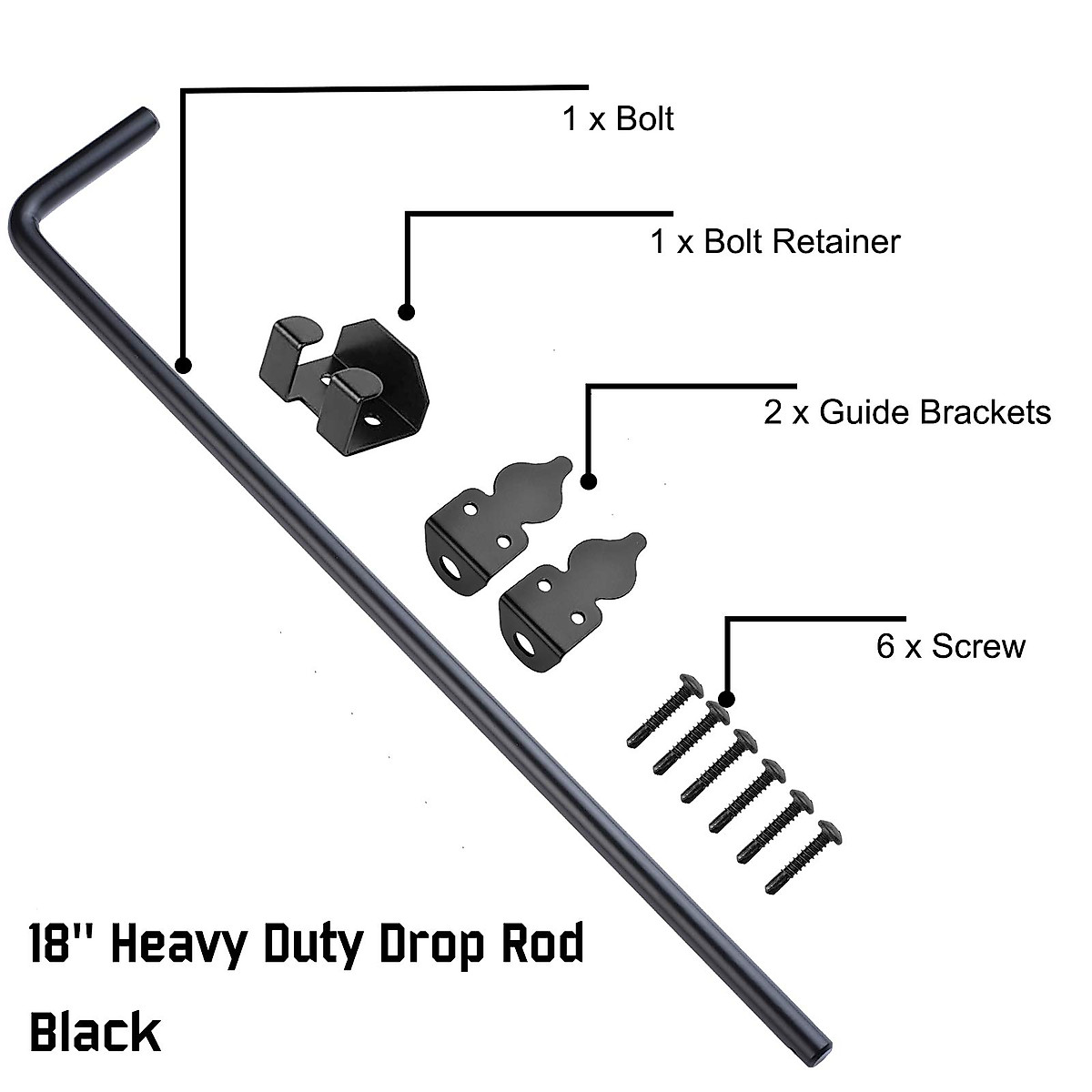 SANKINS 18" Cane Bolt Drop Rod Heavy Duty Gate Hardware Black Solid Steel Gate Ground Latch for Wood PVC Vinyl Metal Gates Fences Doors, Holding Gate to The Ground (1 Pack)