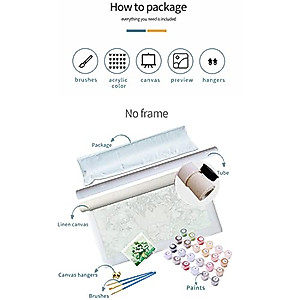 RUOPOTY Paint by Number for Adults Number Canvas Painting DIY Oil Painting Gift Kit Home Wall Living Room Bedroom Decoration (Orange Beach) 99921