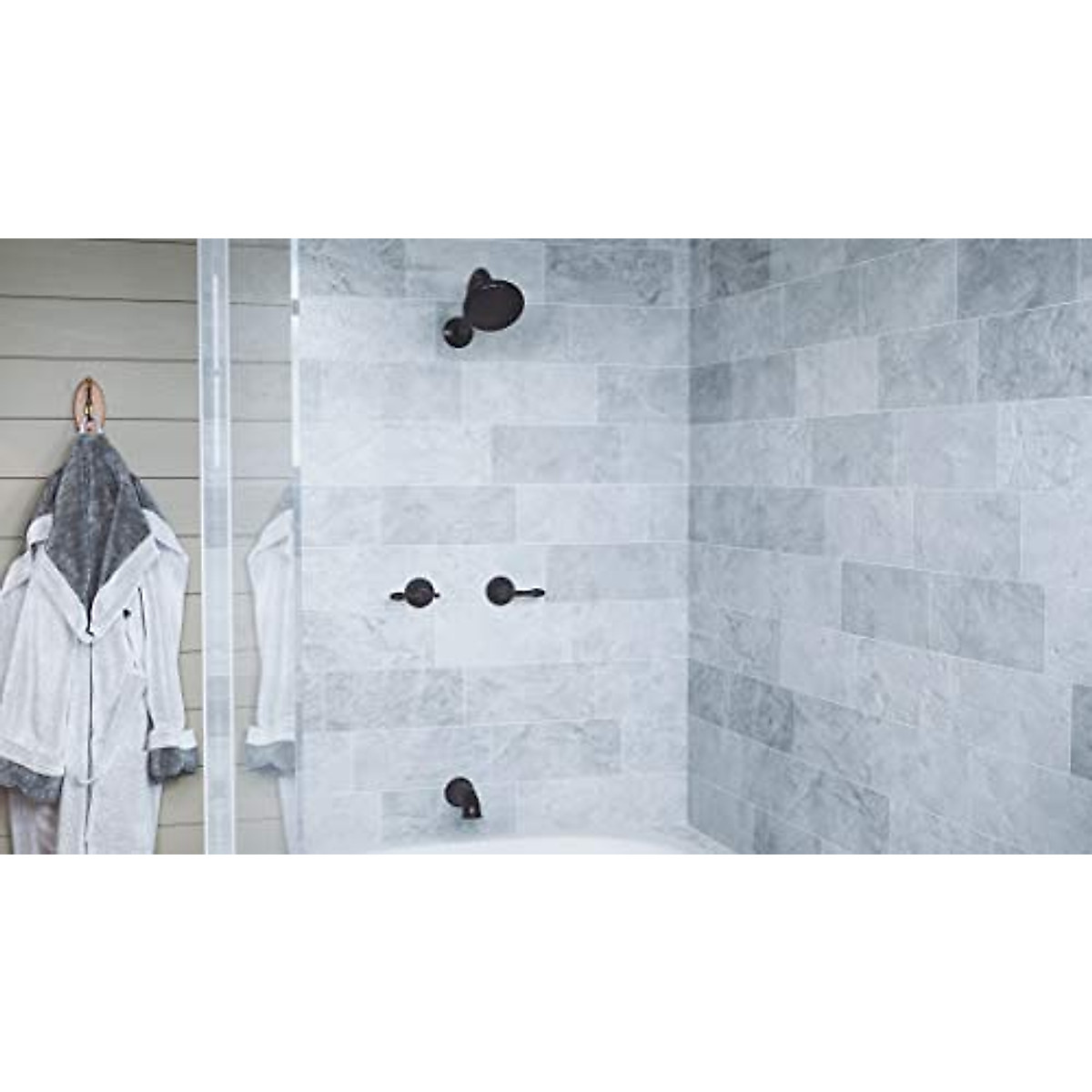 Design House 523472 Oakmont Classic Bath and Shower Trim with Single-Function Shower Head, 2-Handle Faucet and Valve for Bathroom, Oil Rubbed Bronze