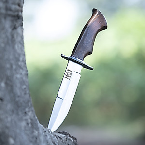 GCS Handmade Wooden Handle D2 Tool Steel Tactical knife Hunting Knife Bushcraft Knife with leather sheath Full tang blade designed for Hunting & EDC GCS 280