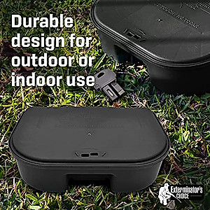 Exterminator’s Choice - Mice Bait Station - Includes 12 Small Bait Station and One Key - Heavy Duty Bait Box for Mice and Other Pests - Durable and Discreet