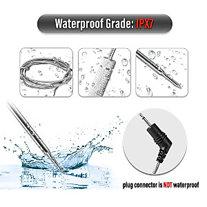 Waterproof Hybrid Probe Replacement for VAUNO 2053-3, 2058-4 Wireless Meat Thermometer
