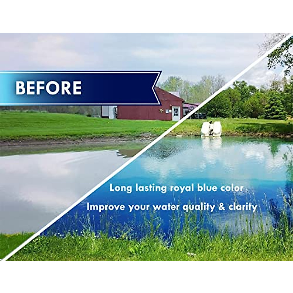 Pond Worx Blue Lake and Pond Dye - 4X Concentrated Liquid Pond Colorant – Shades and Protects Your Pond, Treats up to 1 Acre –1 Quart