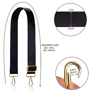 Allzedream Wide Purse Strap Replacement Crossbody Shoulder Bag Adjustable (Black Gold)