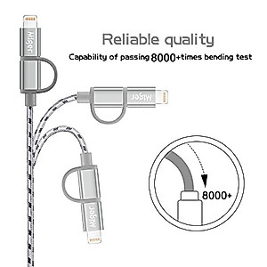 Multi Charging Cable 6.5Ft/2M MFi Certified 2Pack USB A to Lightning/Micro USB Cables 2 in 1 Nylon Braided Charge and Sync Charger Cord for iPhone, iPad/iPod, Huawei, Nexus, Nokia, Sony, HTC & More