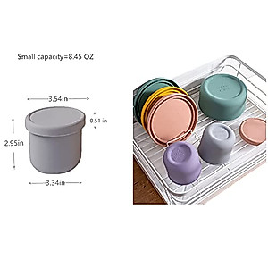 Mini Silicone Bowl Silicone Cup with Lids for Dessert,Fruit,Snack,Candy,Coffee,Small Silicone Bento Box Microwave Freezer Safe Portable Food Storage Container(grey)