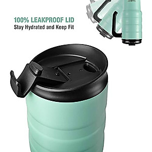 HAUSHOF 24 oz Travel Mug, Stainless Double Wall Vacuum Insulated Tumbler with Handle & Spill Proof Twist On Flip Lid and Wide Mouth, BPA Free