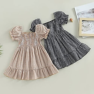 MERSARIPHY Toddler Baby Girl Dress Cotton Linen Baby Dress Sleeveless Sundress Girls Summer Clothes (Khaki Plaid, 3-4 Years)