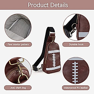 Ineowelly Sling Bag for Men and Women PU Leather Small Backpack for Women, Crossbody Sling Backpack Sport Rugby for Unisex Cycling Hiking Traveling(dark brown)