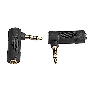 Nightwolf 5PCS 90 Degree L Shape Right Angle 4 Pole 3.5mm Male to Female Gold Audio Stereo Plug Jack Headphone Adapter Connector