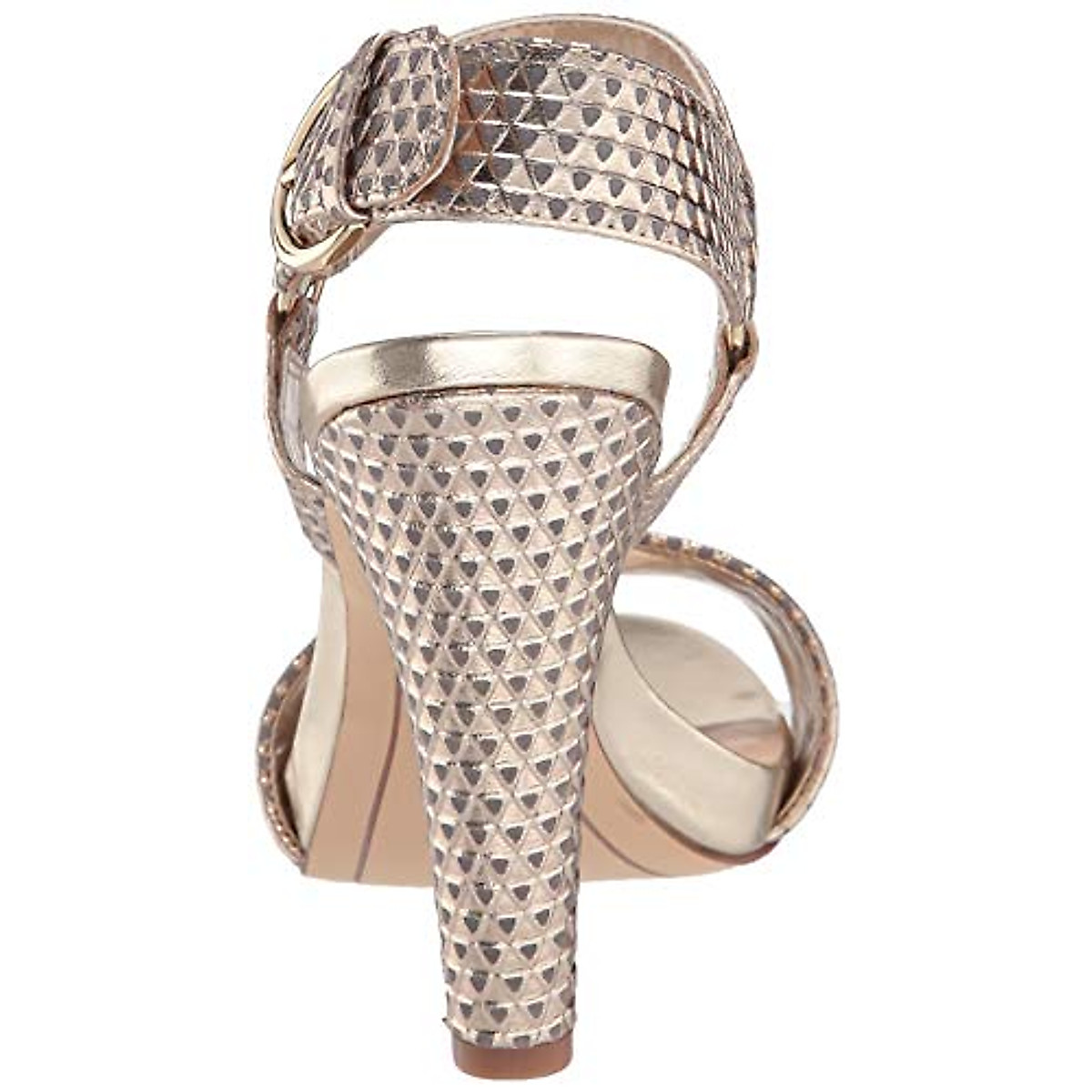 Karl Lagerfeld Paris Women's Cieone Dressy Heeled Sandal, Gold Triangle Metallic, 7.5