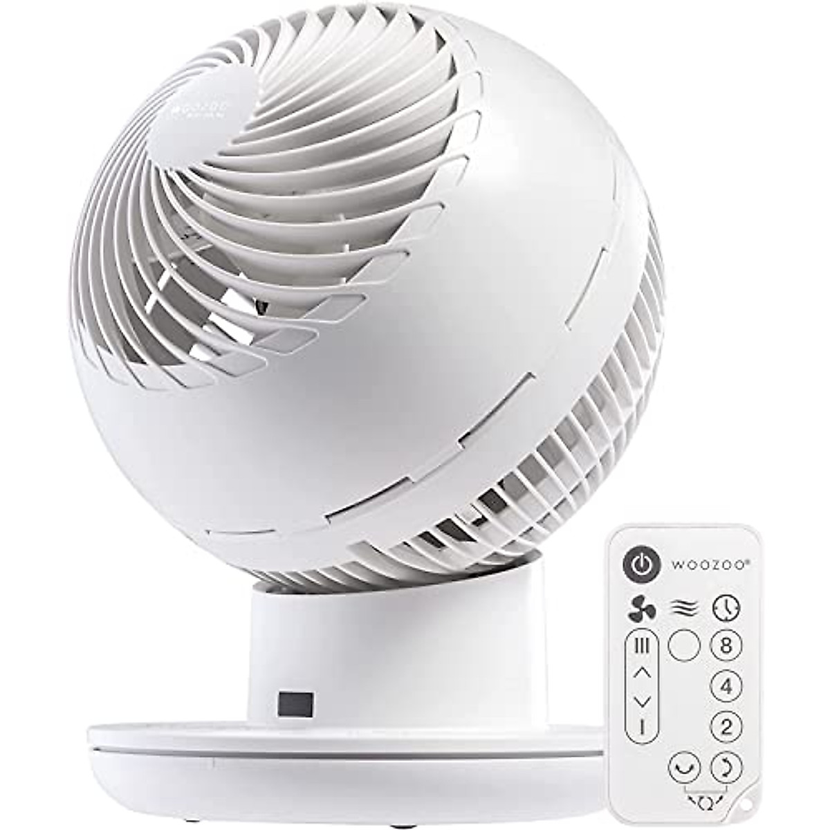 IRIS USA WOOZOO Oscillating Fan, Vortex Fan, DC Motor Quiet and Eco Friendly, 22 dB on Low, 6-in-1 Fan w/ Remote/ 8 Speed Settings, 82 ft Max Air Distance, Medium, White (594343)
