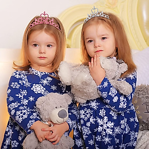 2 Pieces Girls Crystal Tiara Princess Crystal Headband Heart Rhinestone Tiara Crown for Kids Wedding Birthday Party (Classic Style)