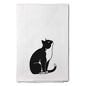 Style In Print Custom Decor Flour Kitchen Towels Tuxedo Cat Black White B Pets Cats Cleaning Supplies Dish Towels Design Only