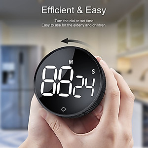 Digital Kitchen Timers, Visual timers Large LED Display Magnetic Countdown Countup Timer for Classroom Cooking Fitness Baking Studying Teaching, Easy for Kids and Seniors Black