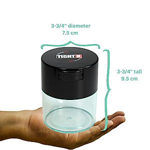 Tightvac - 1/2 oz to 3 ounce Airtight Multi-Use Vacuum Seal Portable Storage Container for Dry Goods, Food, and Herbs - Black Cap & Clear Body