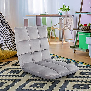 Nouva Gaming Floor Chair Adjustable 14-Position Floor Sofa Bed Foldable Floor Cushions Seating Video Game Chairs Bean Bag Chair Reading Chair for Adults Kids Teens for Bedroom Living Room Indoor,Grey
