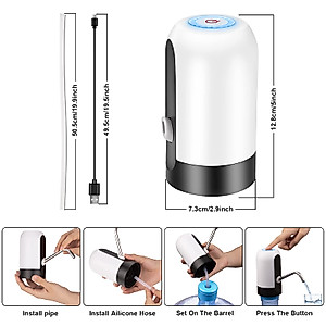 Water Dispenser 5 Gallon - iGreely Electric Drinking Water Pump USB Charging Automatic Portable Water Switch for Universal 2-5 Gallon Bottle