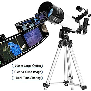 Telescope, 70mm Aperture 400mm AZ Mount Astronomical Refracting Telescope for Adults Kids Beginners - Travel Telescope with Backpack, 2X Barlow Lens, Phone Adapter