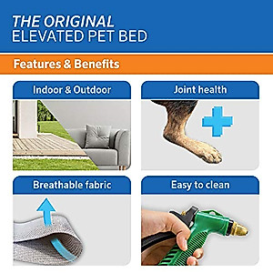 Gale Pacific Coolaroo The Original Cooling Elevated Dog Bed, Indoor and Outdoor, Large, Turquoise