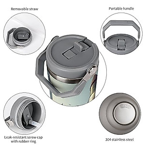 BWQJKUO Large Capacity Car Cup 30 Oz Stainless Steel Old Lighthouse Printed Travel Mug Leak-proof Flip Straw Tumbler with Handle,keeps Cold Or Ho