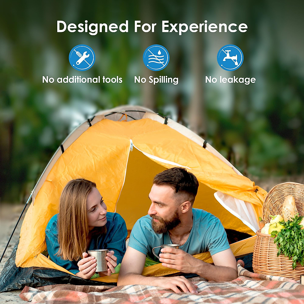 Waterdrop Gravity-fed Water Filter System with 4 Filters, Metal Water Level Spigot and Stand, 2.25G Stainless-Steel System, Reduces Chlorine-King Tank Series