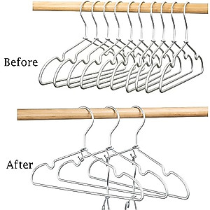 Koobay Clothes Hanger Connector Hooks, 36PCS, Clothes Hanger Organizer Mini Space Saver Hangers Clothes Hanger Extender Cascading Connection Hooks for Wooden/Velvet/Metal/Plastic Hangers (Silver)