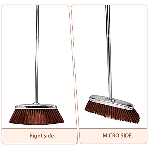 Zerodeko Cleaning Broom Lobby Broom Upright Broom with Long Handle Garbage Cleaning Supply for Sweeping Floor Garages Courtyard Sidewalks Decks Brown