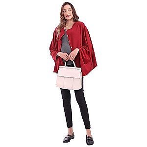 MissShorthair Women's Lightweight Knitted Scarf Poncho Sweater Cape Shawl Versatile Fall Winter Ponchos Wraps Red