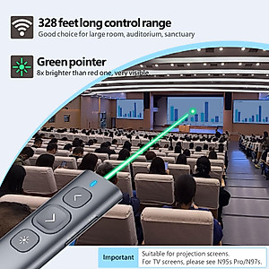 Norwii N95 Presentation Clicker, PowerPoint Clicker for Presentation Remote, Rechargeable Wireless Presenter Pointer, Slide Clicker for ipad/mac/Laptop in Classroom, Auditorium, Church(Green, USB-A)