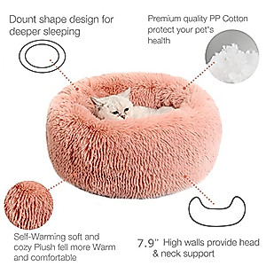 Calming Dog Bed & Cat Bed,Anti-Anxiety Donut Cuddler Dog Bed,Warming Cozy Soft Round Pet Bed for Mini Small Medium Dogs Cats,Fluffy Faux Fur Plush Pet Dog Cat Cushion Bed for Kitty Puppy 20"