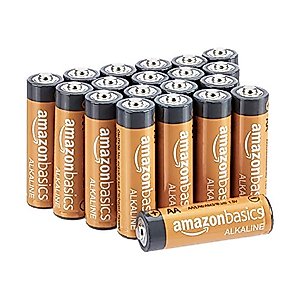 Amazon Basics 20 Pack AA High-Performance Alkaline Batteries, 10-Year Shelf Life, Easy to Open Value Pack